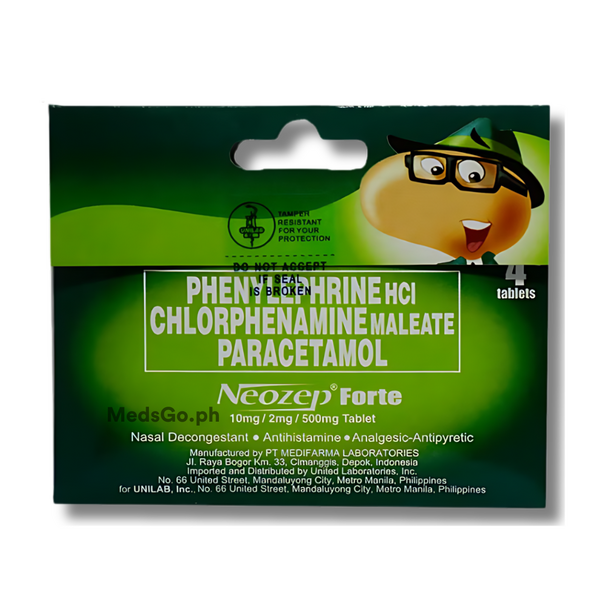 NEOZEP FORTE - 1 Pack x 4 Tabs price in the Philippines | MedsGo Pharmacy