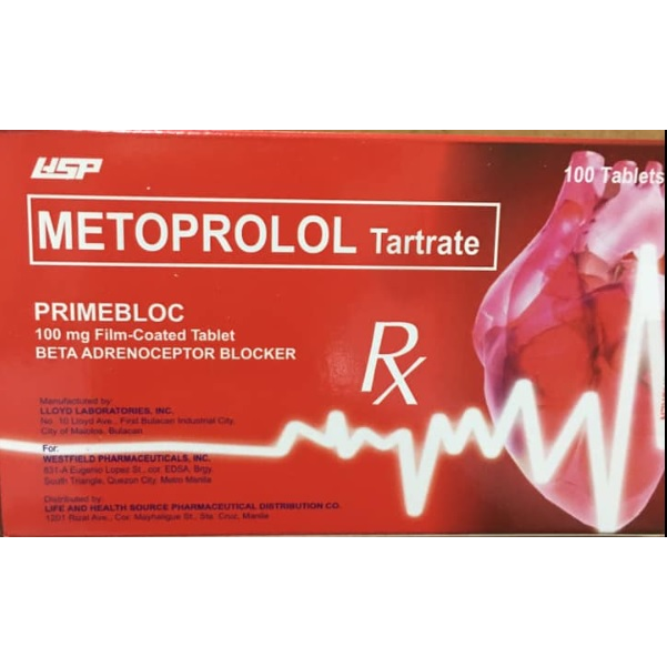 Buy Primebloc metoprolol tartrate 100mg film-coated tablet 100's online ...