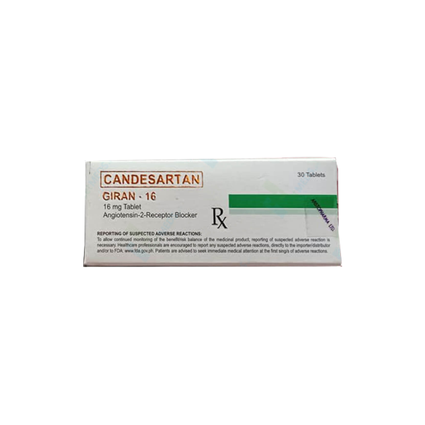 GIRAN-16 Candesartan Cilexetil 16mg Tablet 30's price in the Philippines | MedsGo Pharmacy