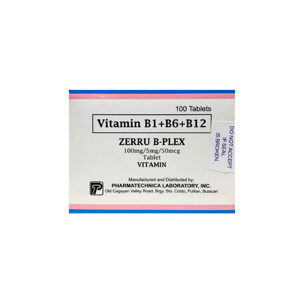 ZERRU B-PLEX Vitamin B1 / Vitamin B6 / Vitamin B12 100mg / 5mg / 50 mcg ...