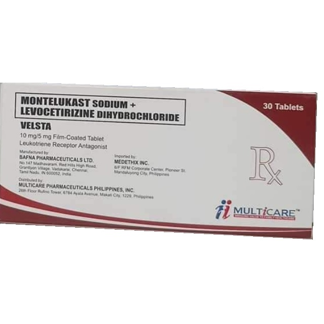 VELSTA Montelukast Sodium / Levocetirizine Dihydrochloride 10mg / 5mg ...