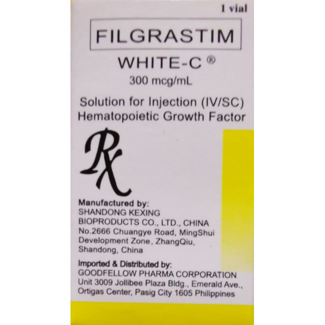 WHITE-C Filgrastim 300mcg / mL Solution for IV/SC Injection 1mL 1's ...