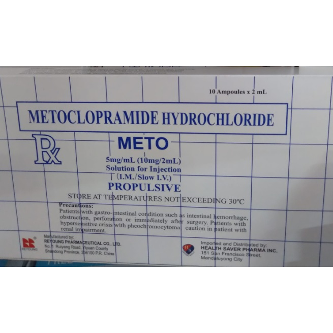 METO METOclopramide Hydrochloride 5mg/ mL Solution for Injection 2mL 10 ...