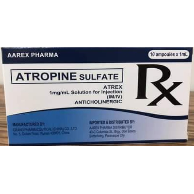 ATREX Atropine Sulfate 1mg / mL Solution for IM/IV Injection 1mL 10's ...