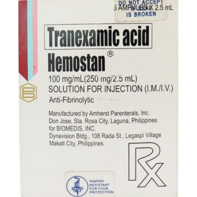 HEMOSTAN Tranexamic Acid 100mg / mL (250mg / 2.5mL) Solution for IM/IV ...