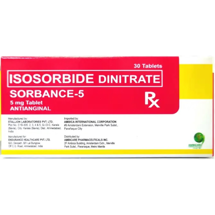 SORBANCE-5 Isosorbide Dinitrate 5mg Tablet 30's price in the ...