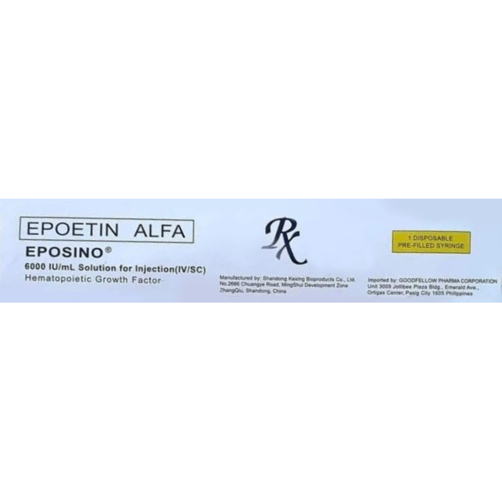 EPOSINO Epoetin Alfa 6,000IU / mL Solution for IV/SC Injection 1mL 1's ...