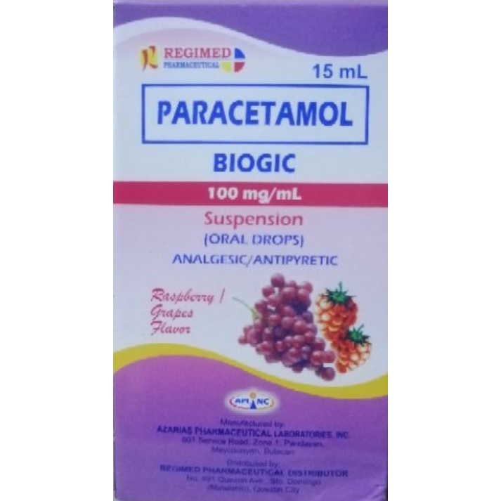 BIOGIC Paracetamol 100mg / mL Suspension (Oral Drops) 15mL Raspberry ...