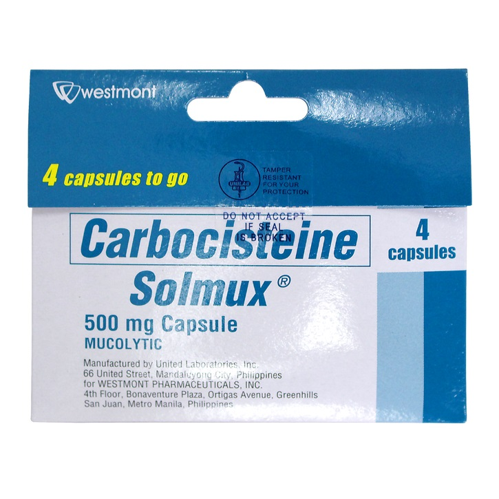 SOLMUX Carbocisteine 500mg Capsule 4's price in the Philippines ...