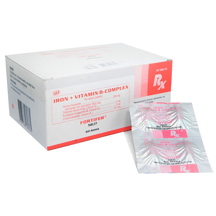 FORTIFER Ferrous Fumarate / Vitamin B Complex 300mg / 5mg / 5mg / 15mcg ...