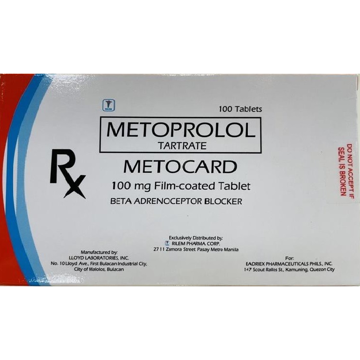 METOCARD Metoprolol Tartrate 100mg Film-Coated Tablet 100's price in ...