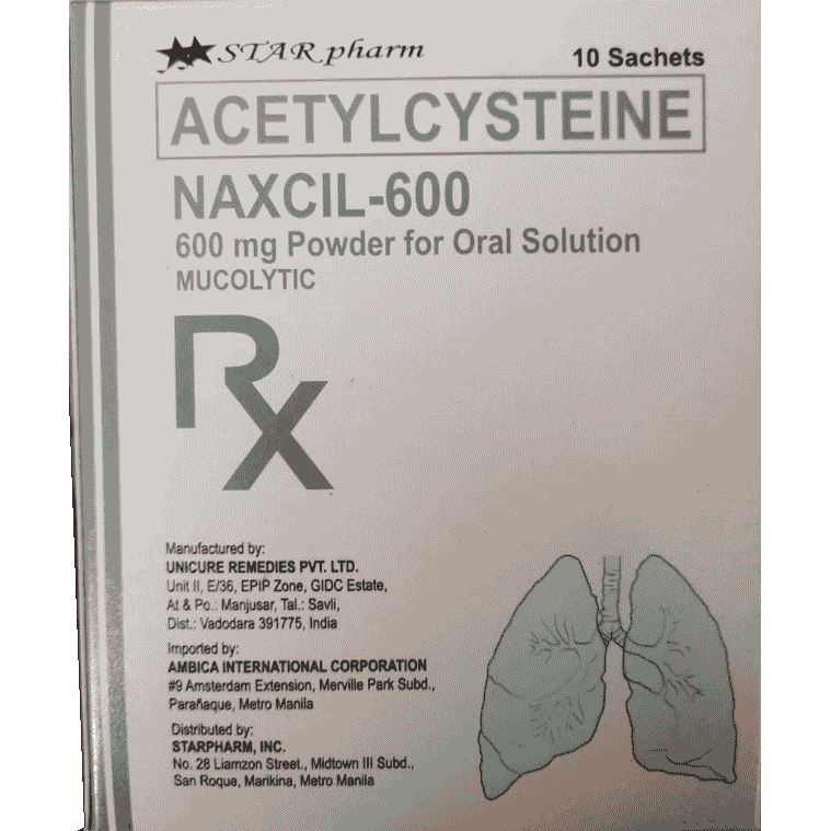 NAXCIL-600 Acetylcysteine 600mg Powder for Oral Solution 10's price in ...