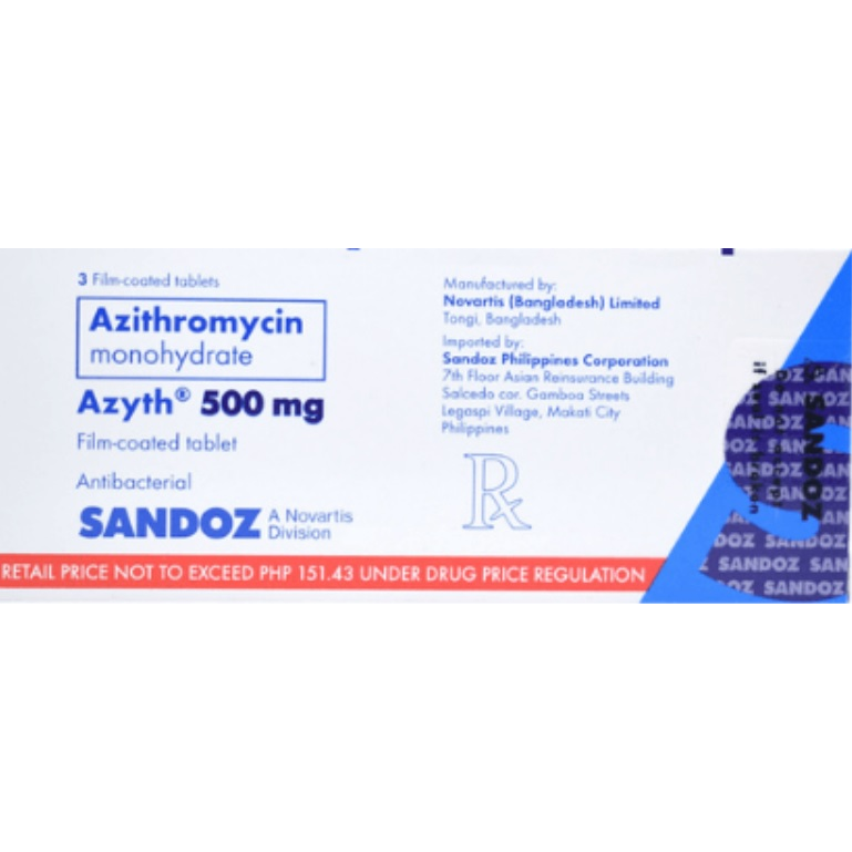 AZYTH Azithromycin Monohydrate 500mg Film-Coated Tablet 30's price in ...