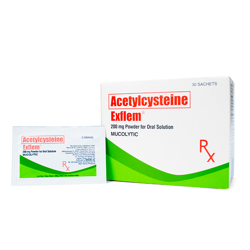 EXFLEM Acetylcysteine 200mg Powder for Oral Solution - 1 Sachet price ...