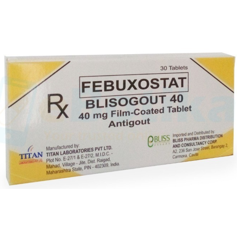 Buy Blisogout 40 febuxostat 40mg film-coated tablet 1's online with ...