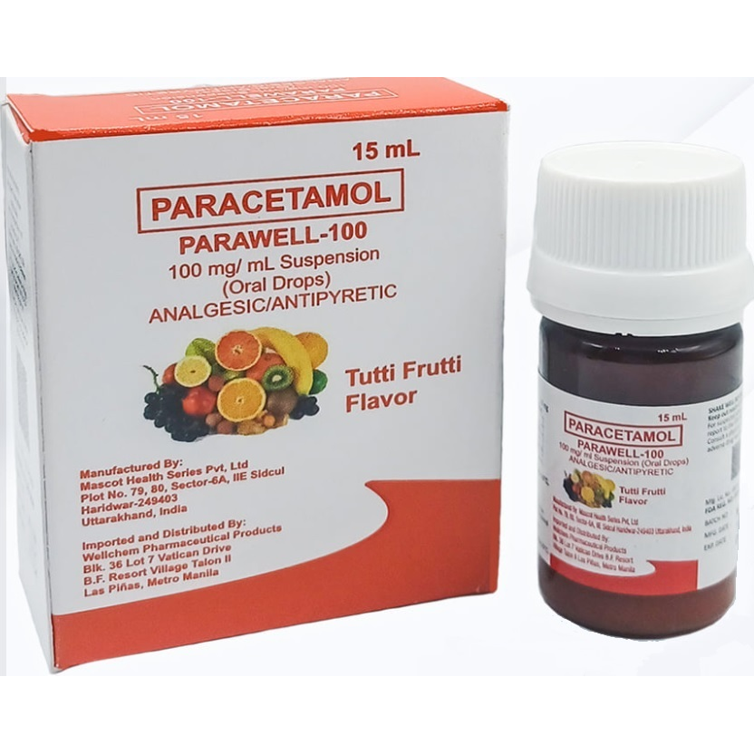 PARAWELL-100 Paracetamol 100mg / mL Suspension (Oral Drops) 15mL Tutti ...