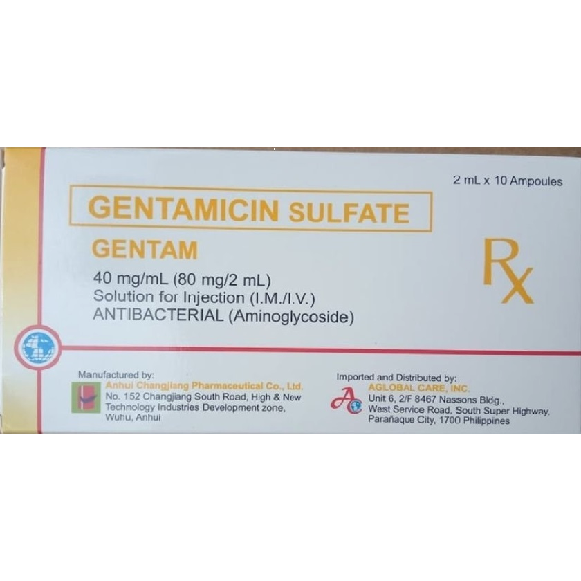 GENTAM GENTAMicin Sulfate 40mg / mL (80mg / 2mL) Solution for IM/IV Injection 2mL 10's price in ...