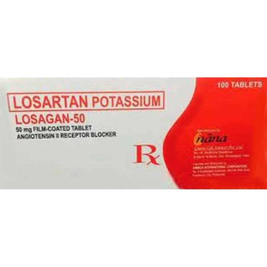 LOSAGAN-50 Losartan Potassium 50mg Film-Coated Tablet 100's price in ...