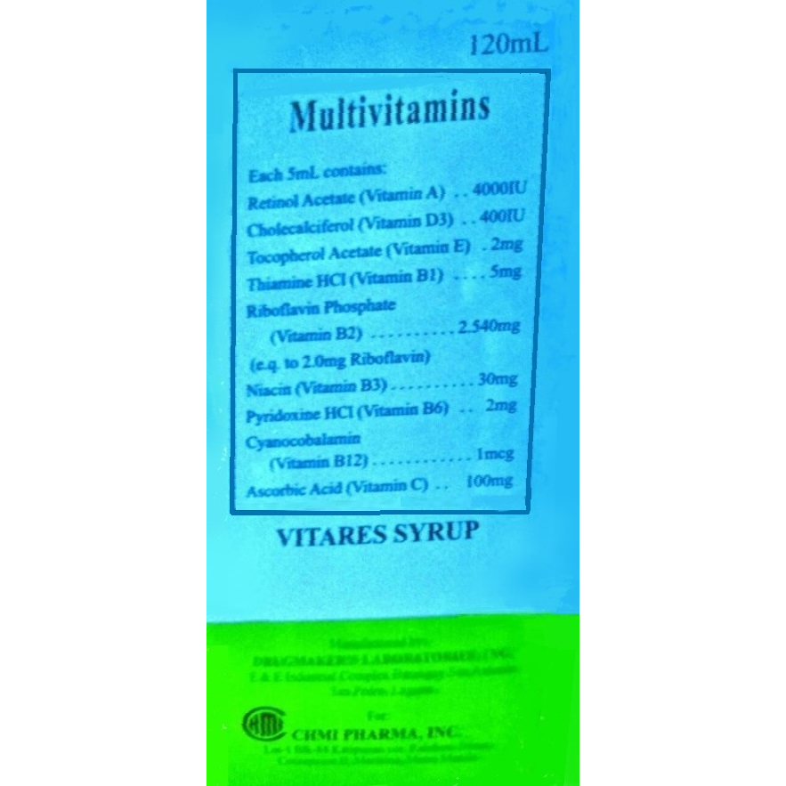 VITARES Multivitamins Syrup 120mL price in the Philippines | MedsGo ...