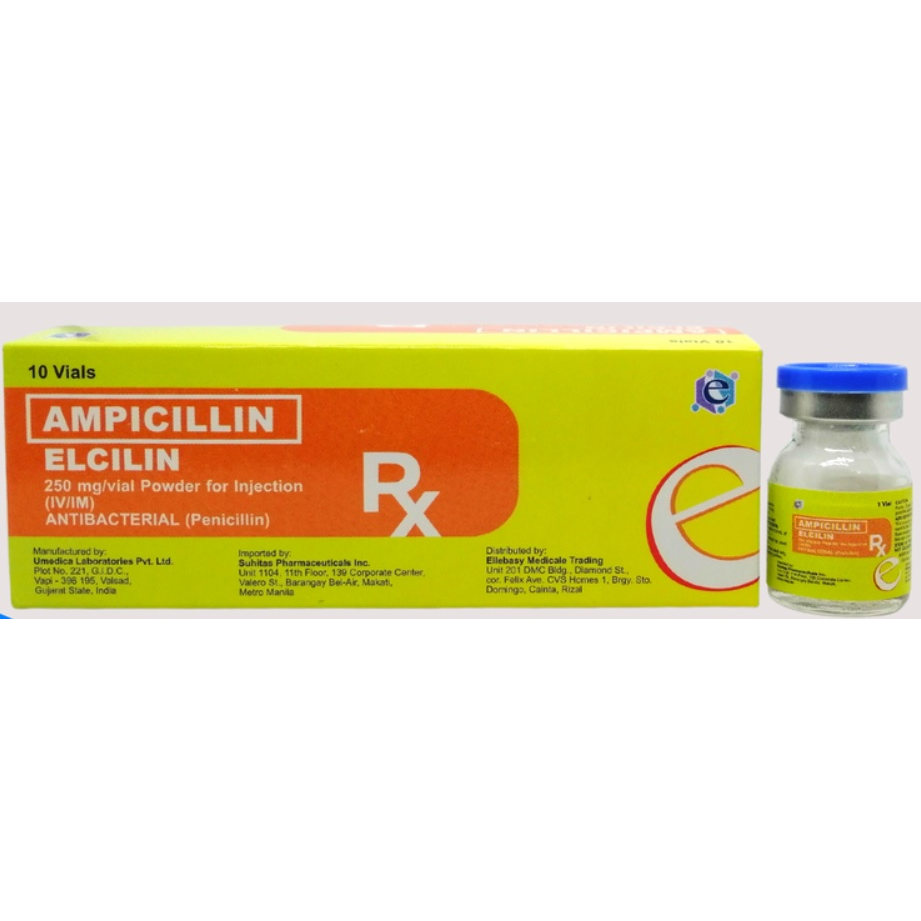 ELCILIN Ampicillin 250mg / vial Powder for Injection 10's price in the ...