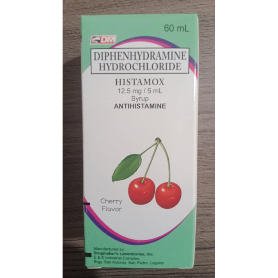 HISTAMOX Diphenhydramine Hydrochloride 12.5mg / 5mL Syrup 60mL Cherry ...