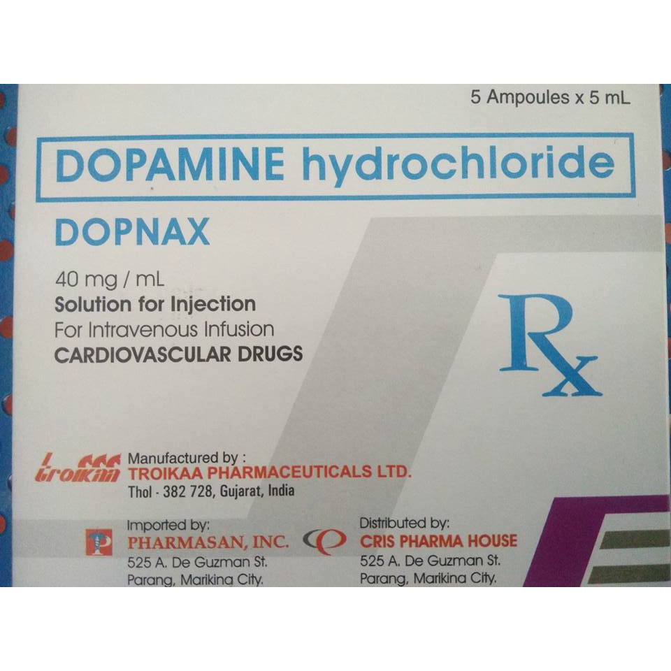 DOPNAX Dopamine Hydrochloride 40mg / mL Solution for IV Infusion 5mL 5 ...
