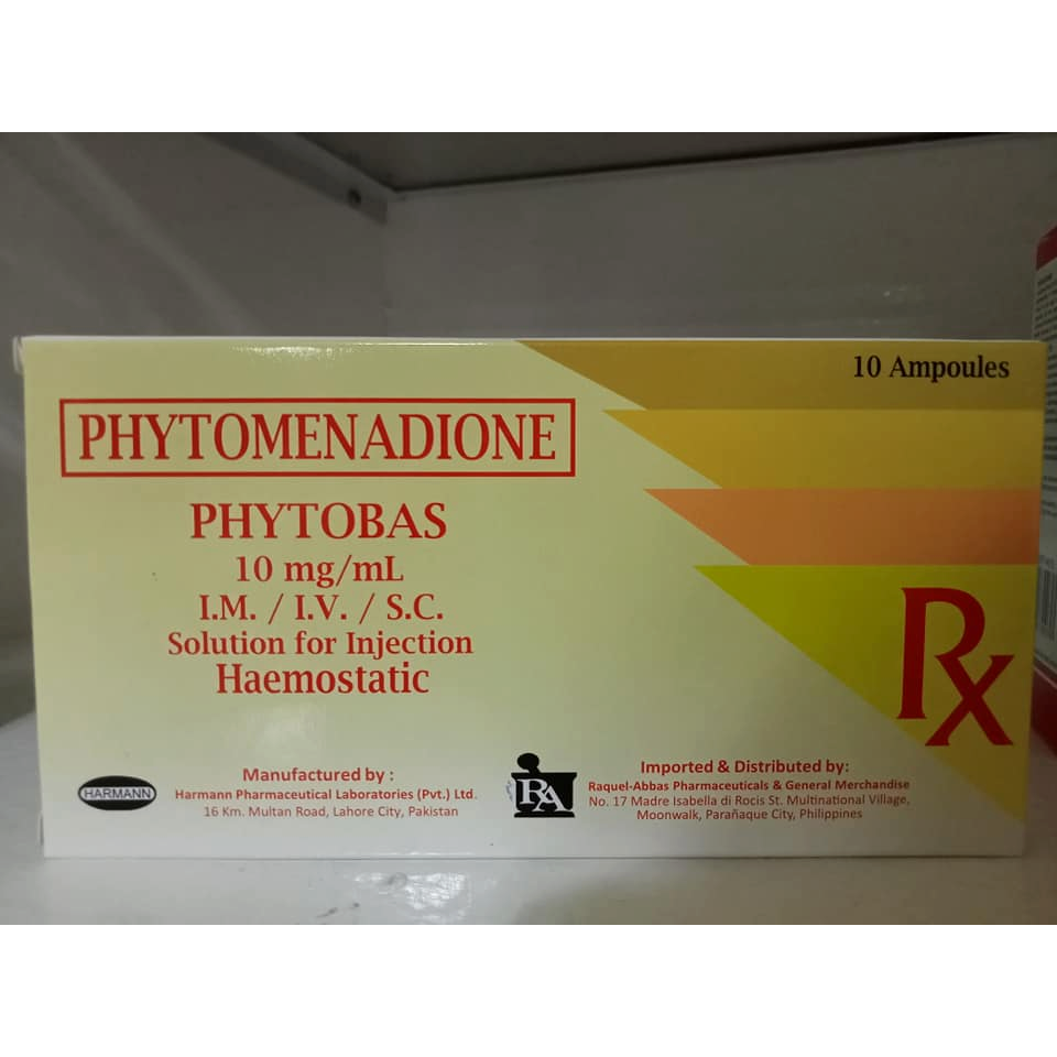 PHYTOBAS Phytomenadione 10mg / mL Solution for IM/IV/SC Injection 2mL 1 ...